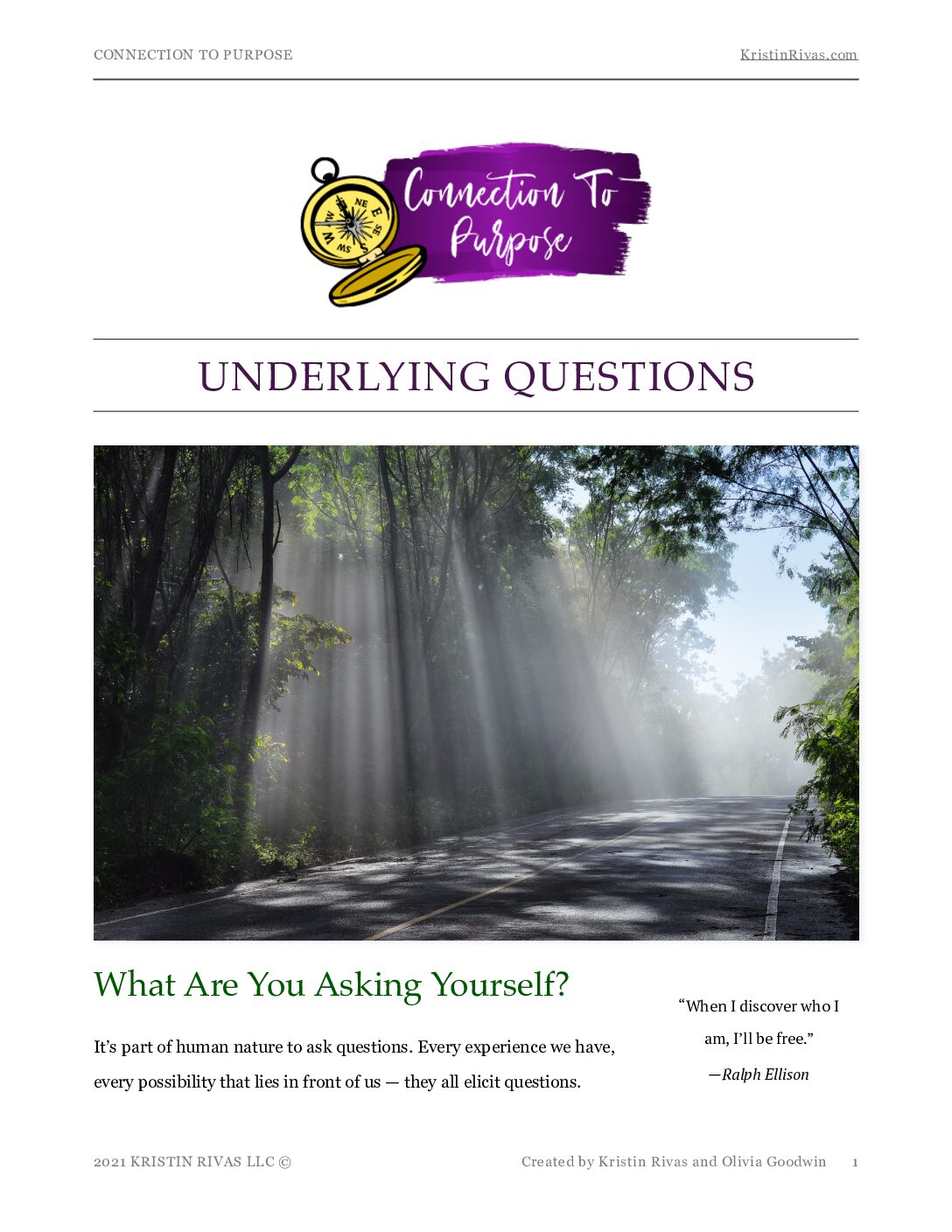 Connection To Purpose Course Modules (PDF Library) - Kristin Rivas ...