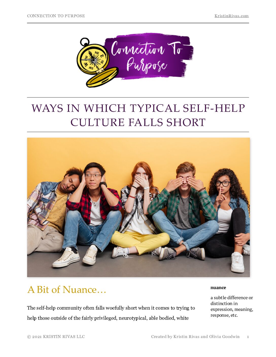 Connection To Purpose Course Modules (PDF Library) - Kristin Rivas ...